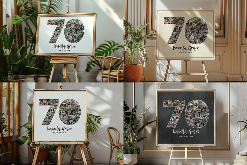 NEW! 70th Birthday Photo Collage for Parents, Number 70 Picture Collage ...