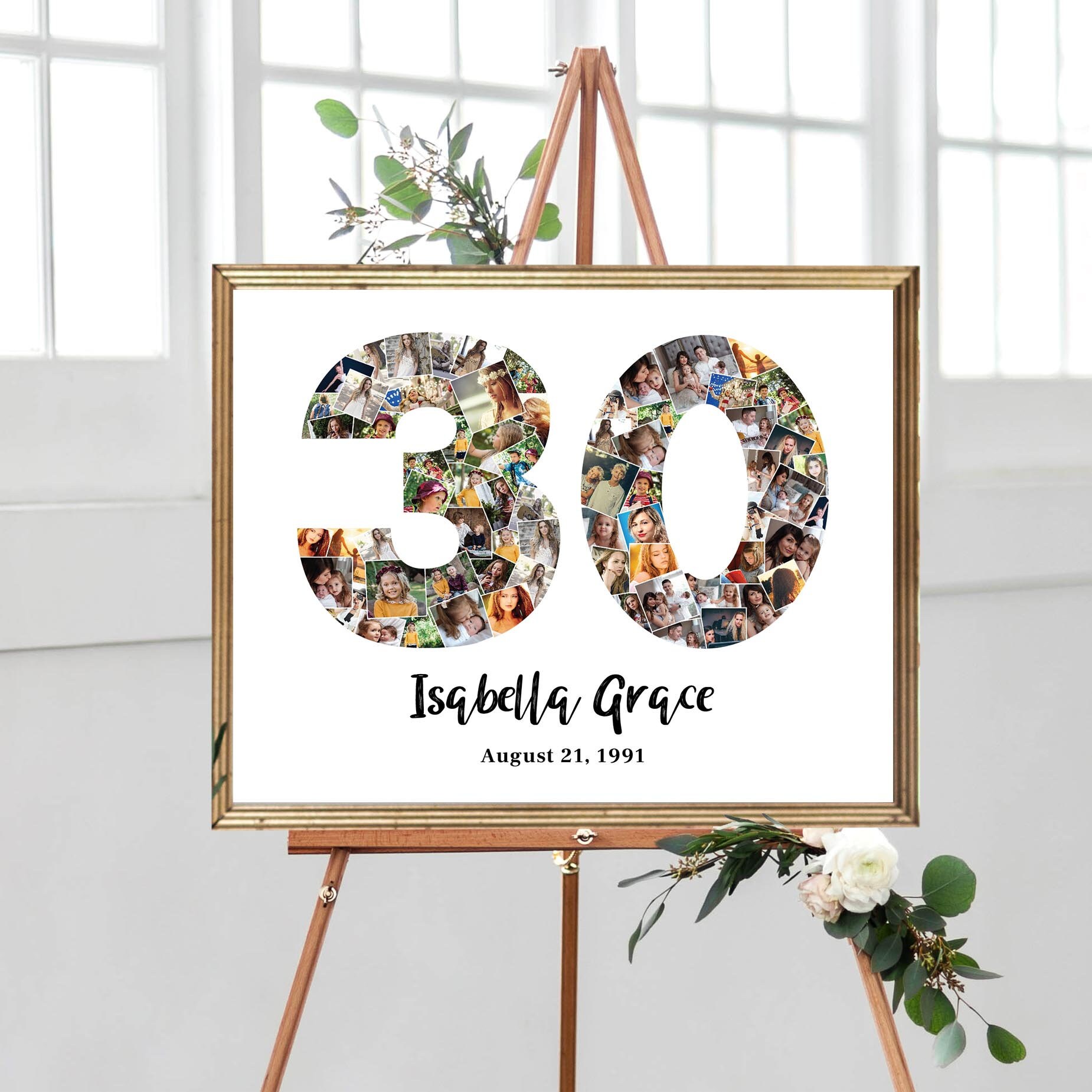 NEW 30th Birthday Photo Collage Number 30 Picture Collage | Etsy