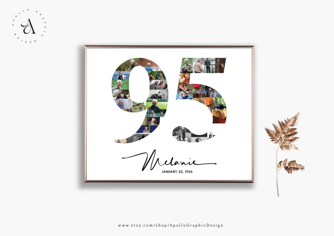NEW! 95th Birthday Photo Collage, Number 95 Picture Collage, 95 ...