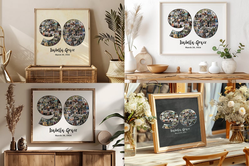 NEW! 90th Birthday Photo Collage for Parents, Number 90 Picture Collage ...