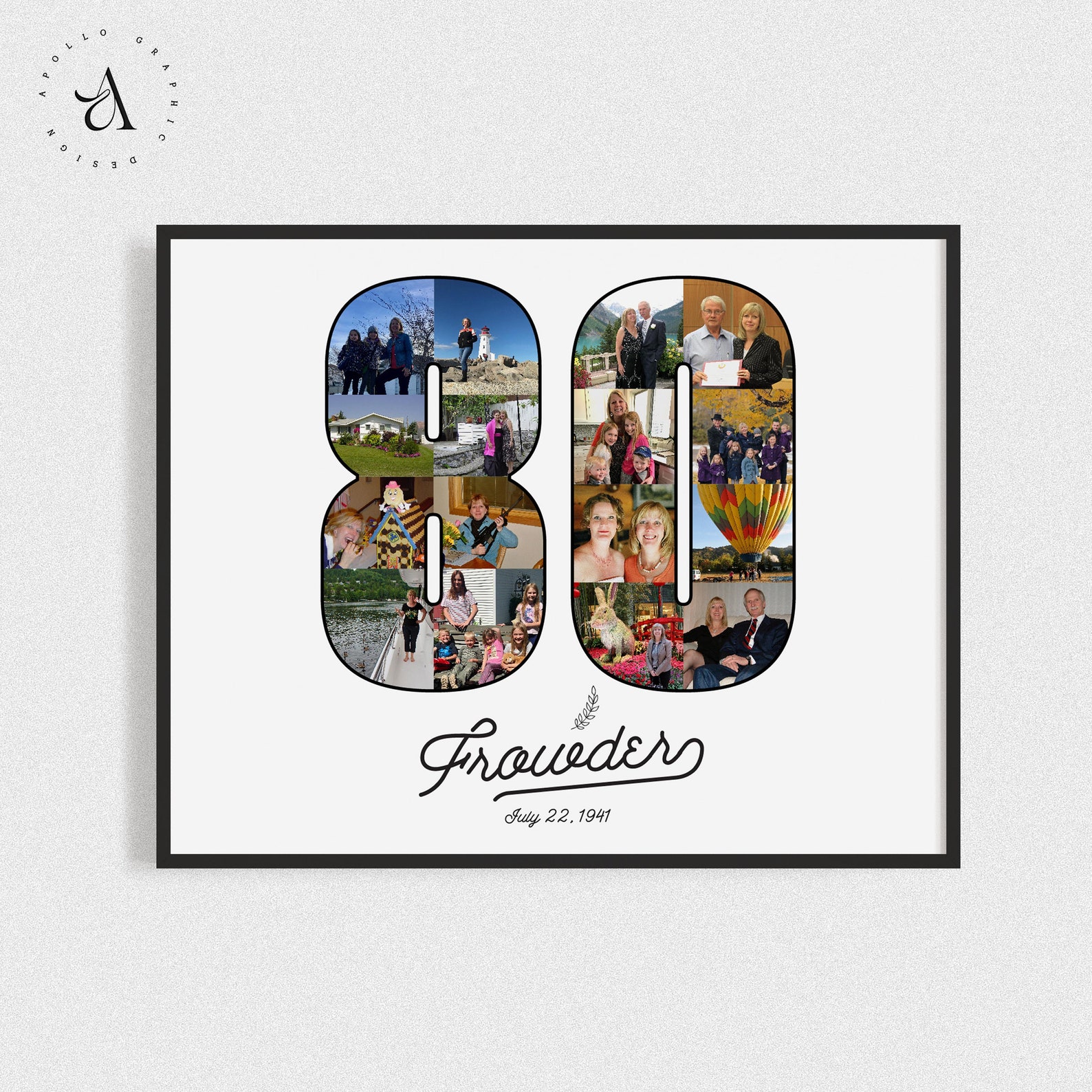 80th Birthday Photo Collage Number 80 Picture Collage | Etsy