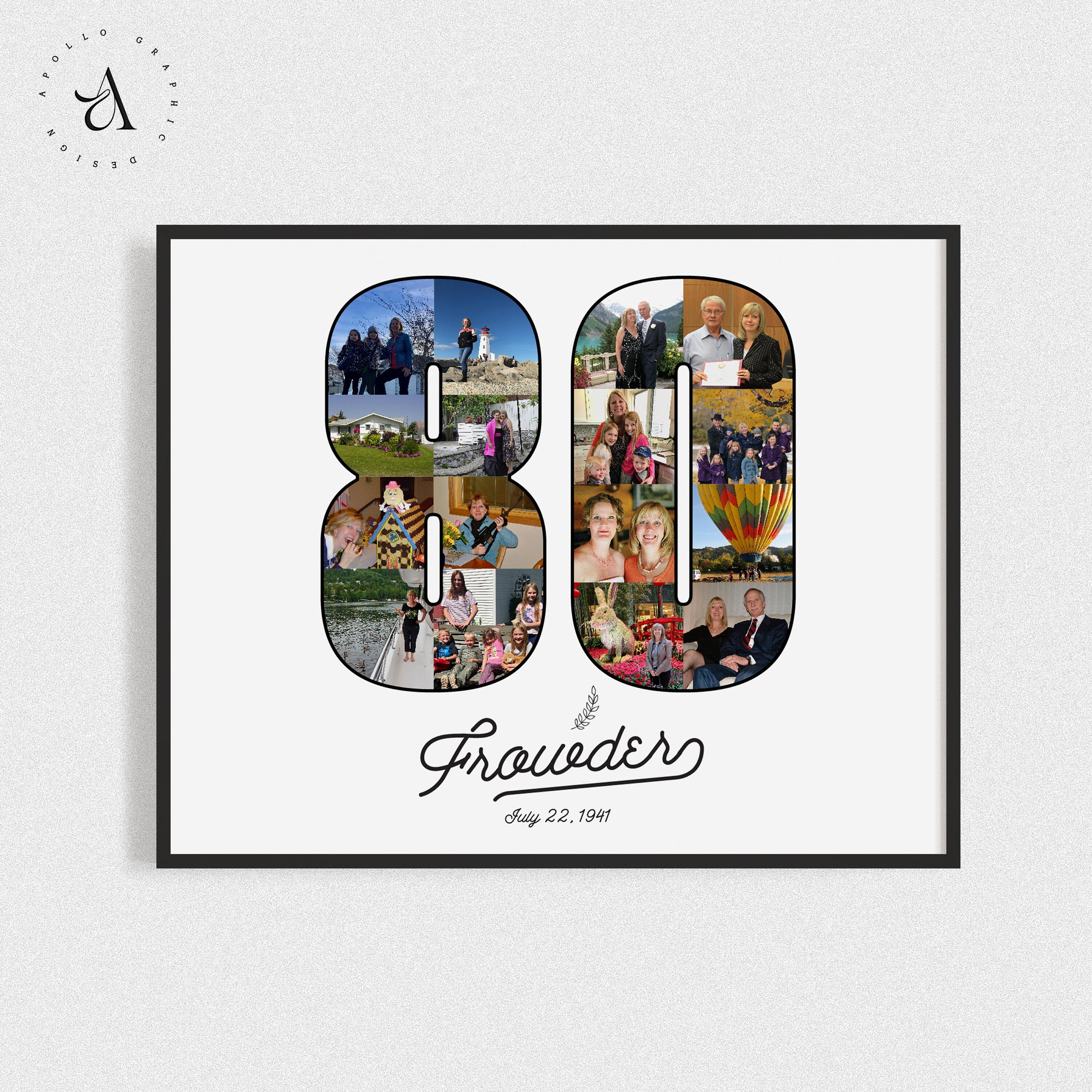 80th Birthday Photo Collage Number 80 Picture Collage | Etsy