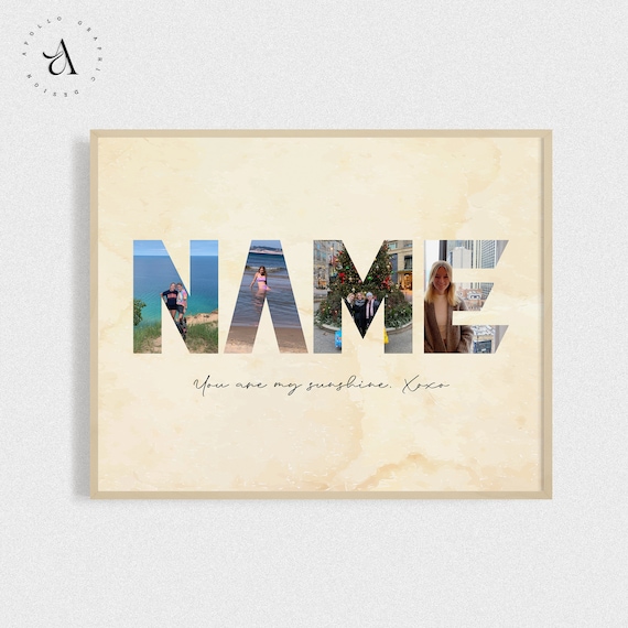 Custom Name Picture Collage Personalized Text Photo Collage - Etsy