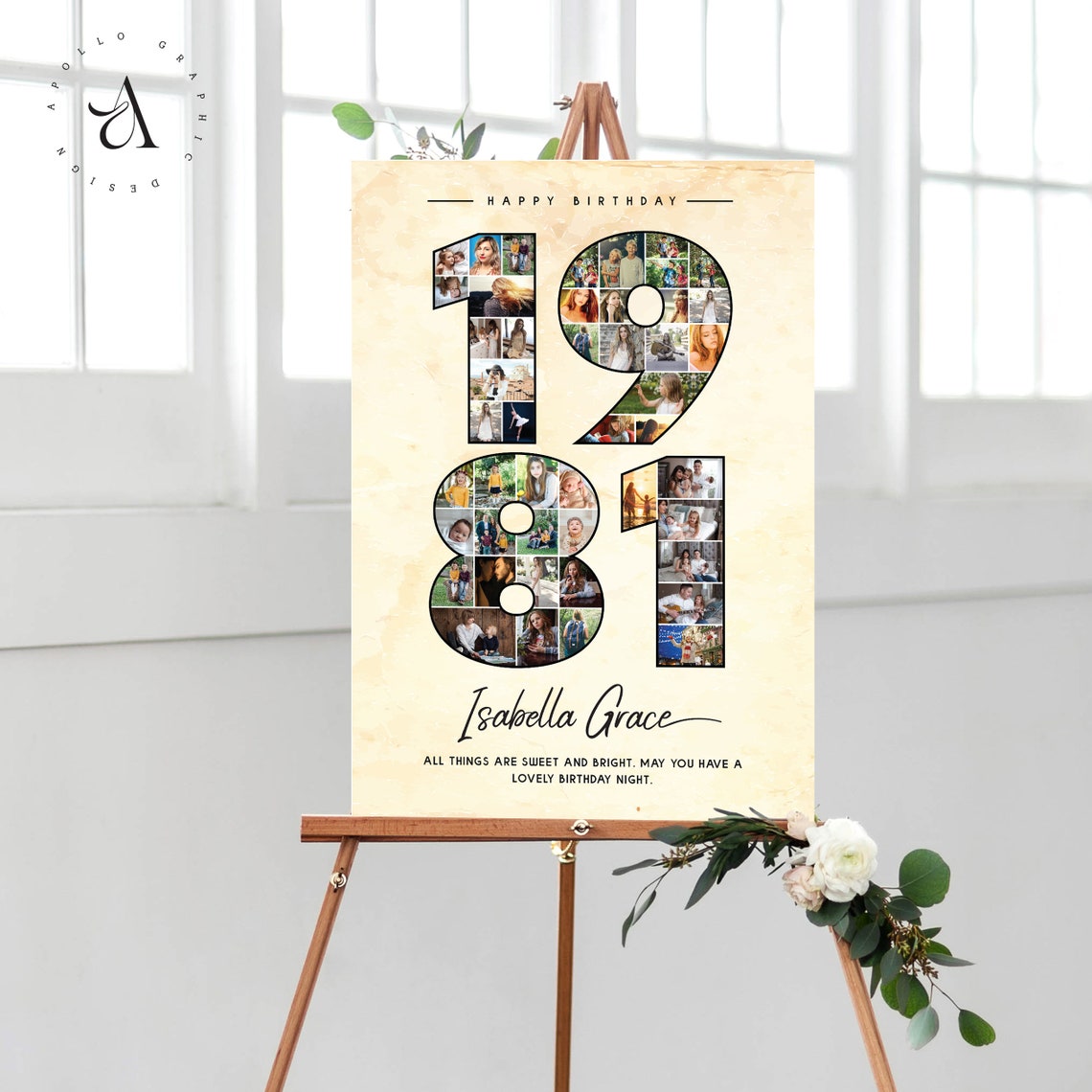 1981 Photo Collage Number 40th Birthday Gift for Him | Etsy