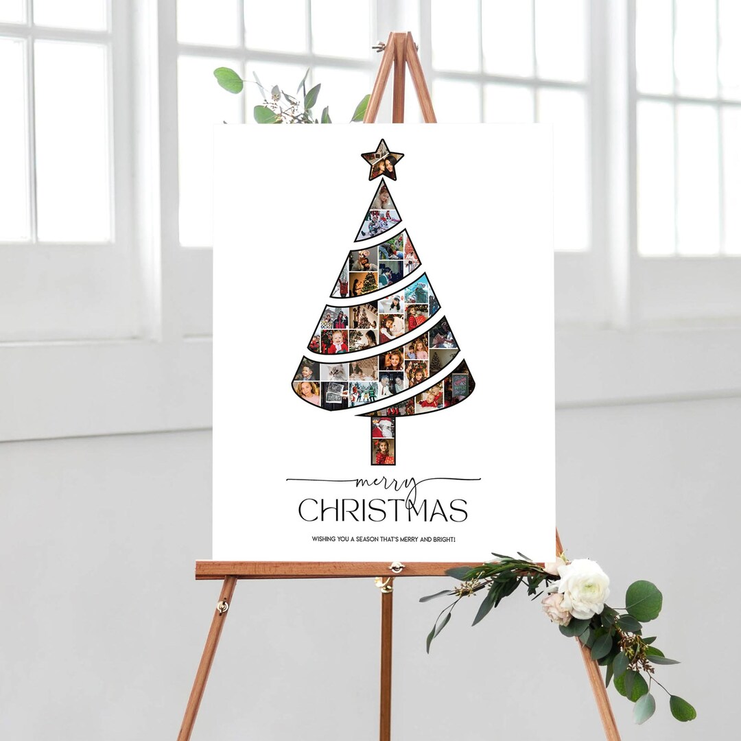 Christmas Tree Shape Photo Collage, Christmas Photo Collage Wall Art ...