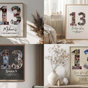 Custom Number 13 Photo Pictures, 13th Birthday Decoration, Anniversary ...