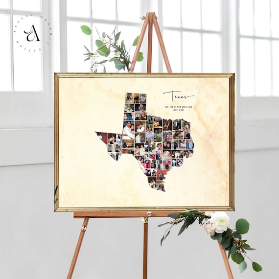 Texas Map Photo Collage Texas State Picture Wall Decor | Etsy