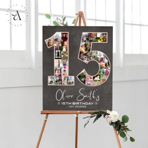 15th Birthday Photo Collage, 15th Birthday Wall Art, Anniversary Photo ...