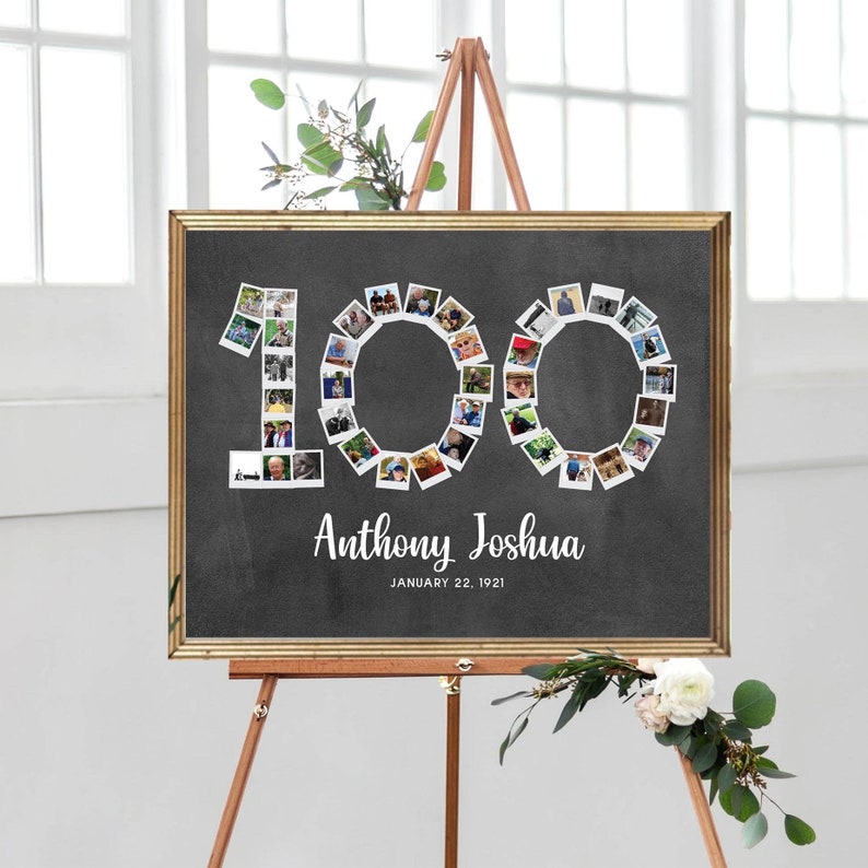 NEW 100th Birthday Photo Collage Number 100 Anniversary - Etsy