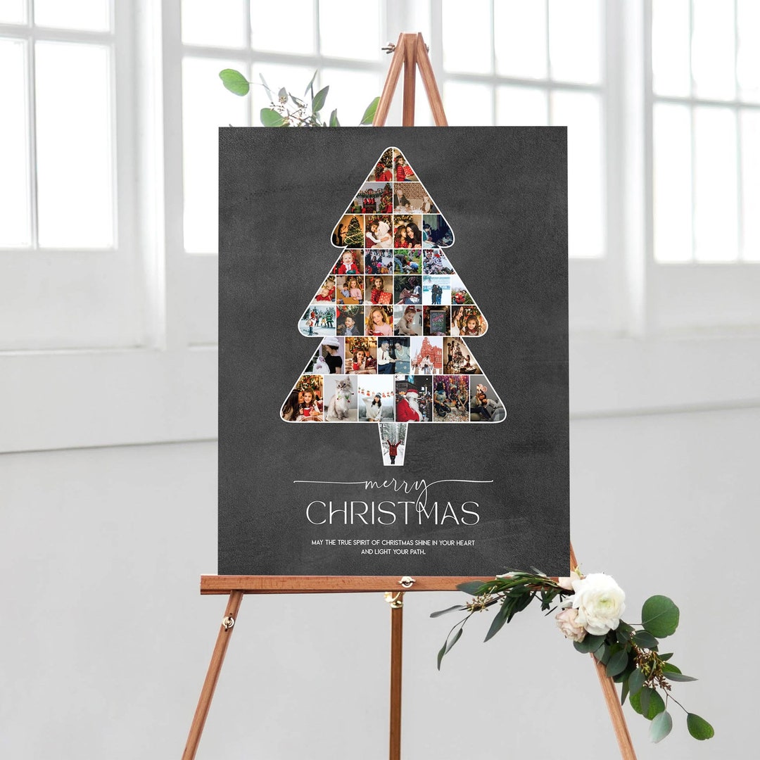 Christmas Photo Collage, Xmas Tree Shape Collage, Personalized ...