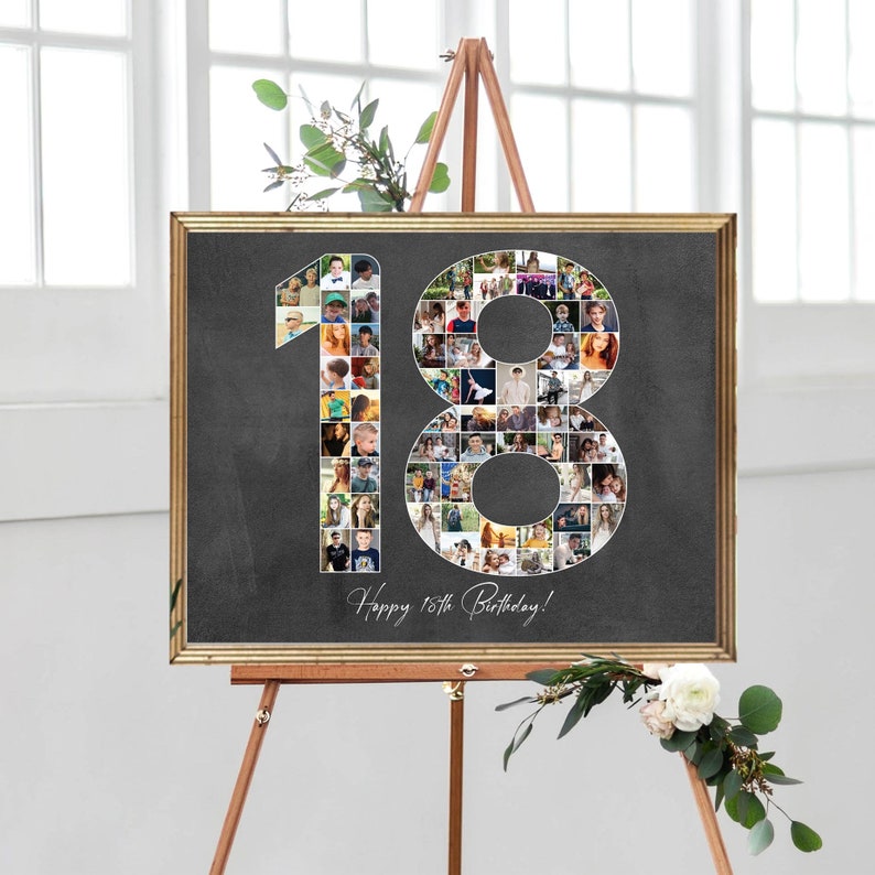18th Birthday Photo Collage Number 18 Pictures Collage | Etsy