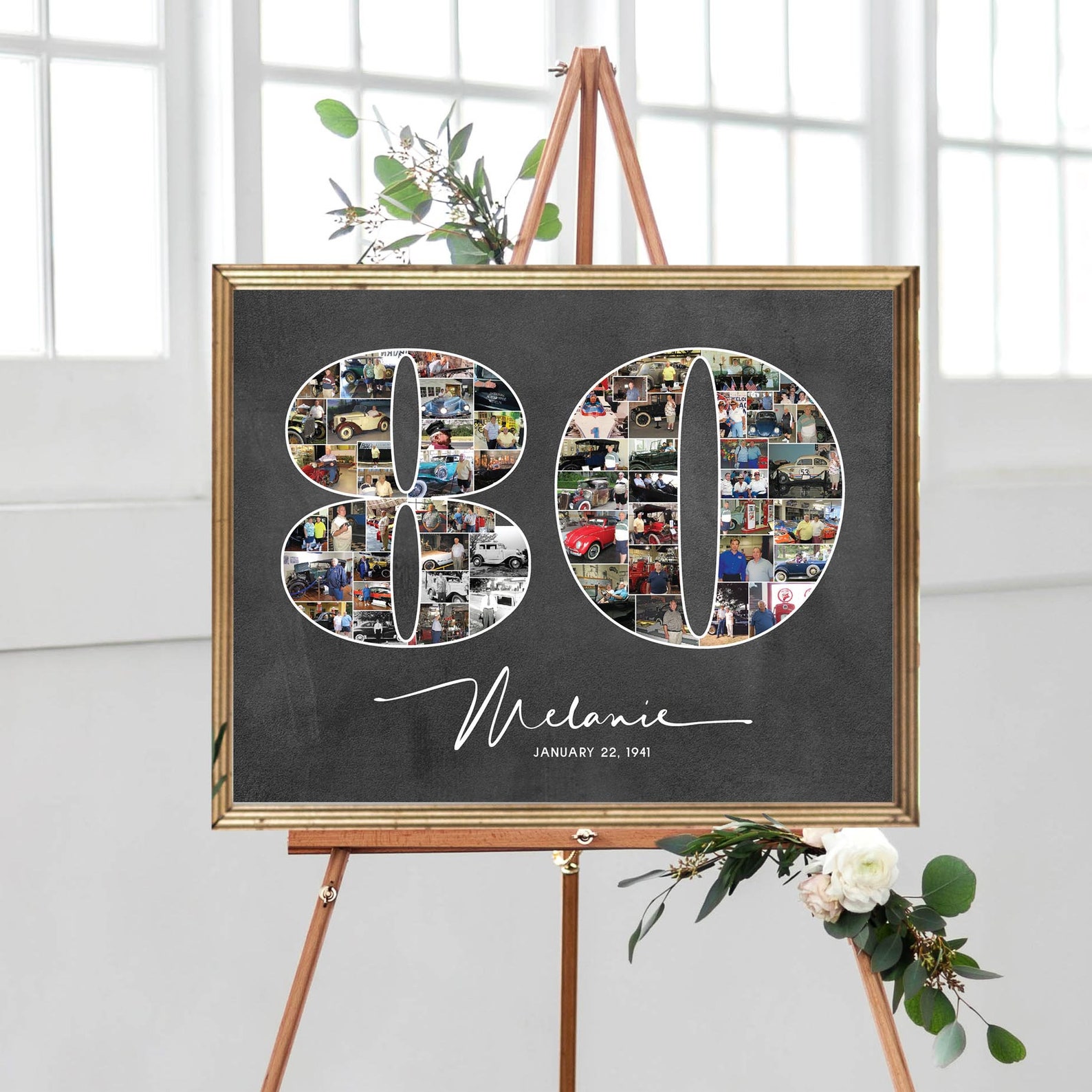 80th Birthday Photo Collage, Number 80 Picture Collage, Anniversary ...