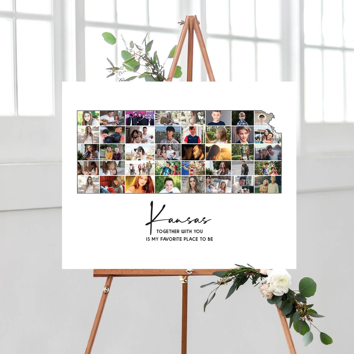 Map of Kansas Photo Collage Kansas State Map Wall Art | Etsy