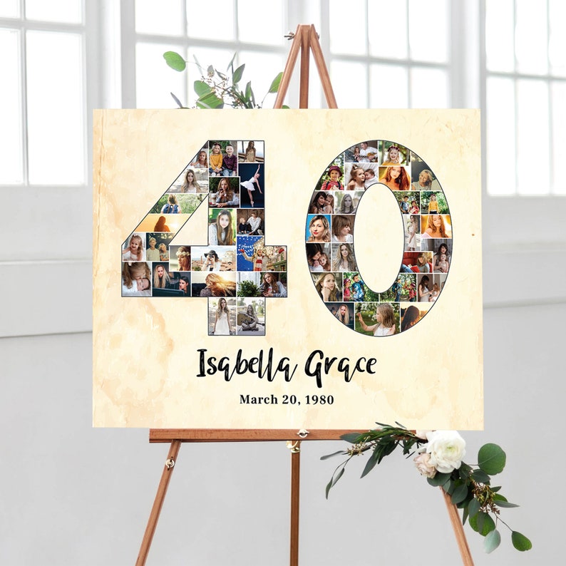 40th Birthday Photo Collage Number 40 Anniversary Gift Etsy 40th-birthday-photo-collage-number-40-anniversary-gift-etsy