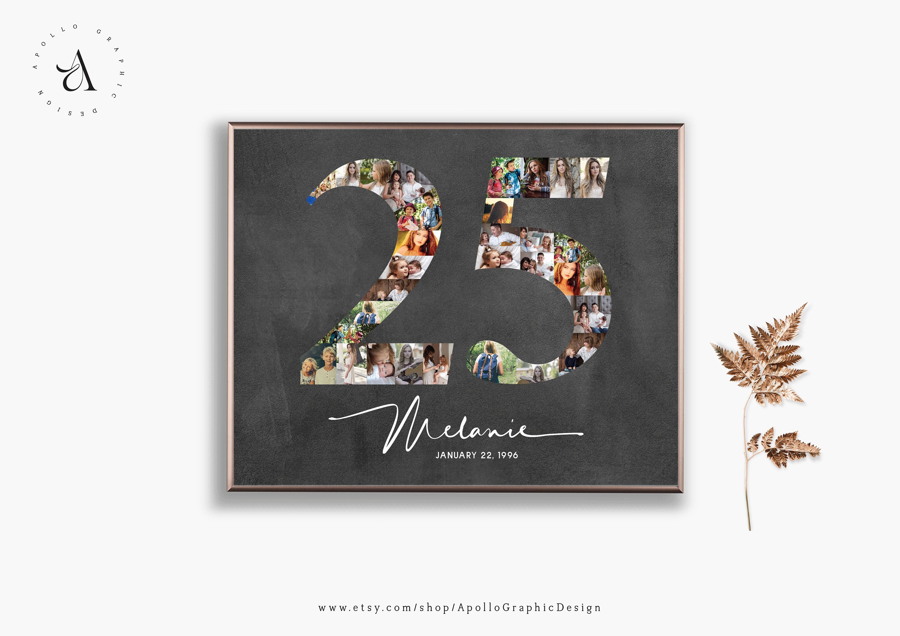 NEW 25th Birthday Picture Collage Number 25 Photo Collage | Etsy