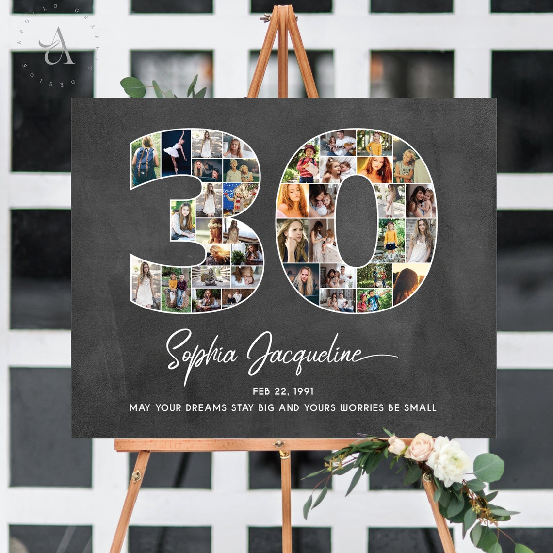 30th Birthday Photo Poster, Number 30 Photo Collage, 30th Anniversary ...