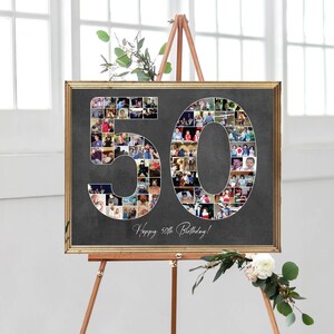 Number 50 Photo Collage, 50th Anniversary Collage Gift, Custom Picture ...