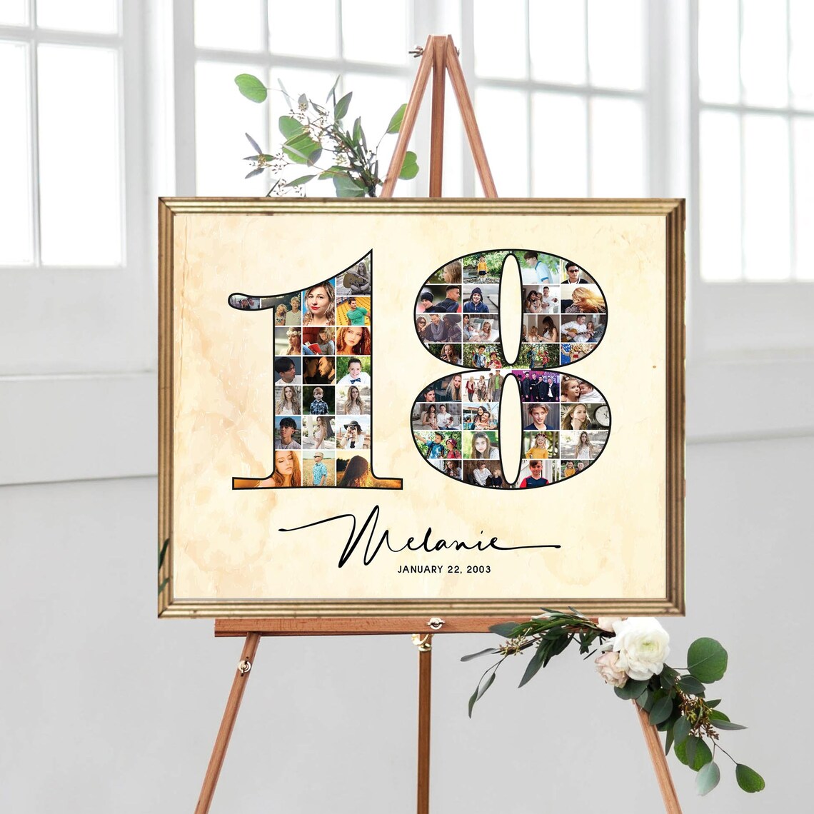 18th Birthday Photo Collage, Number 18 Photo Collage, Graduation Gift ...