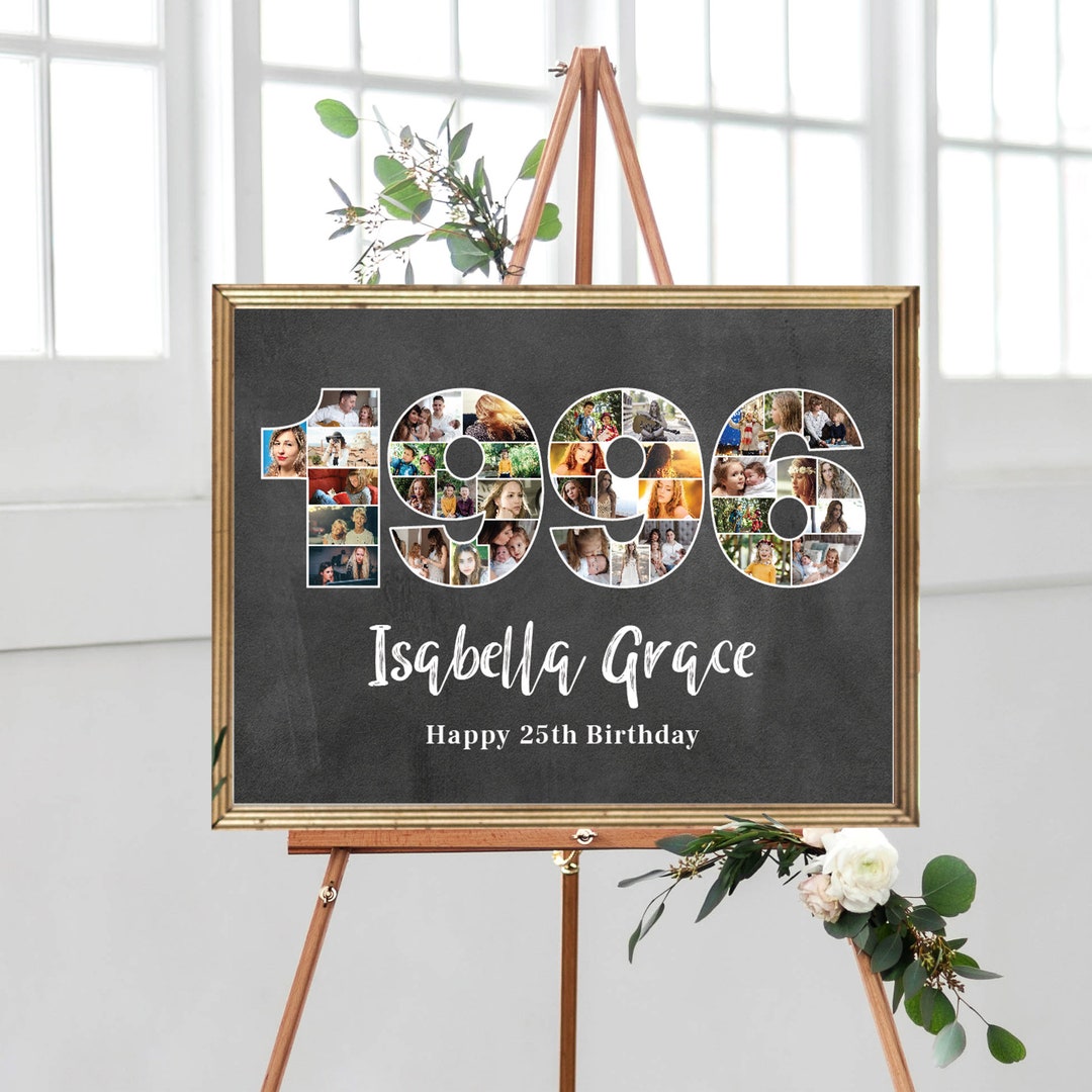 Number 1996 Photo Collage, Personalized Anniversary Gift for Parent ...