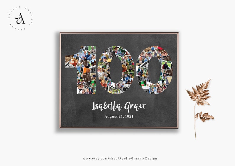 NEW! 100th Birthday Photo Collage, Number 100 Picture Collage ...