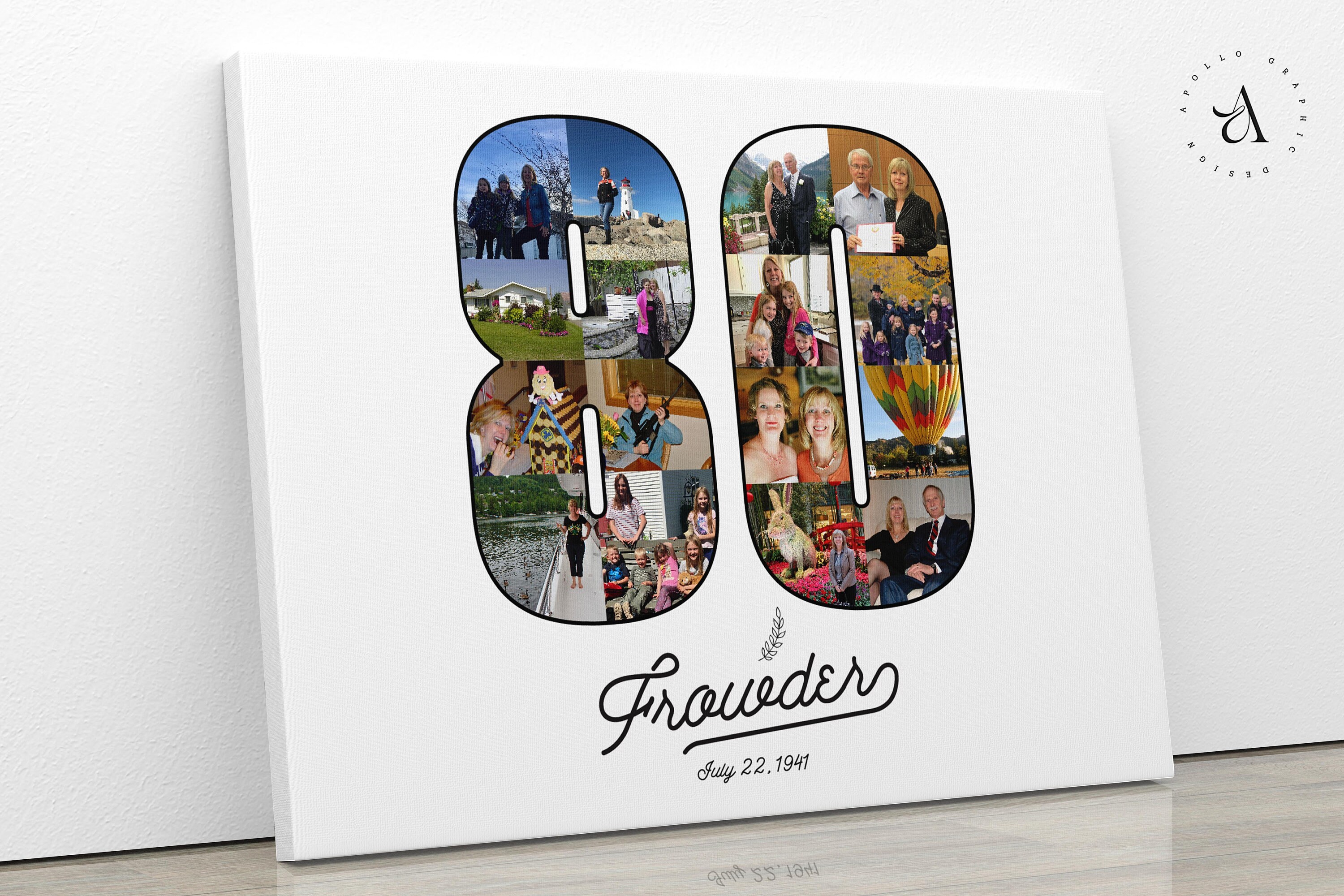 80th Birthday Photo Collage Number 80 Picture Collage | Etsy