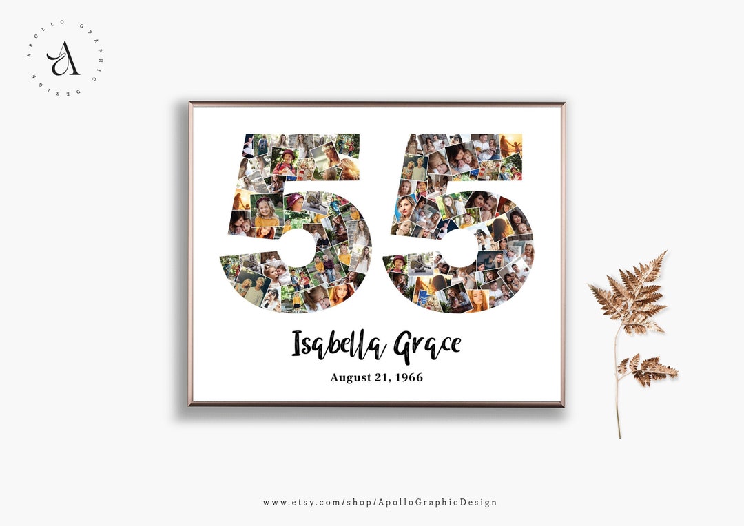 NEW! 55th Birthday Photo Collage, Number 55 Picture Collage ...