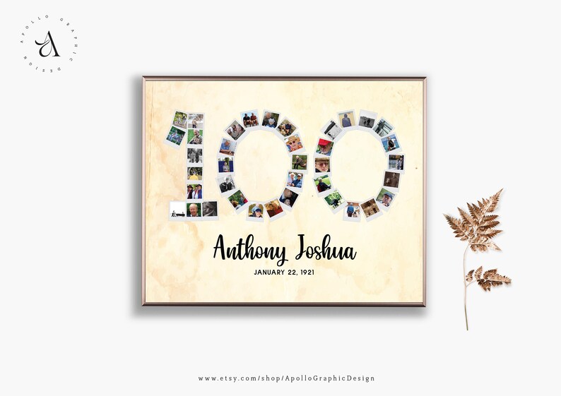 NEW 100th Birthday Photo Collage Number 100 Anniversary - Etsy