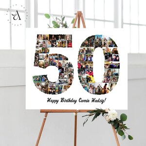 50th Birthday Photo Collage, Custom Number 50 Picture Collage ...
