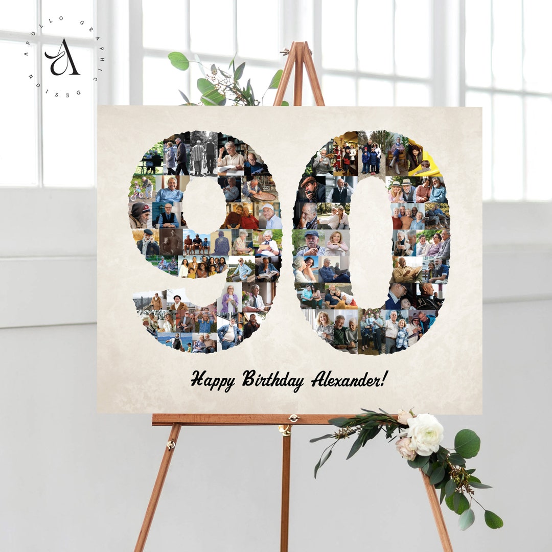 90th Birthday Photo Collage, Milestone Gift for Parents, 90th ...