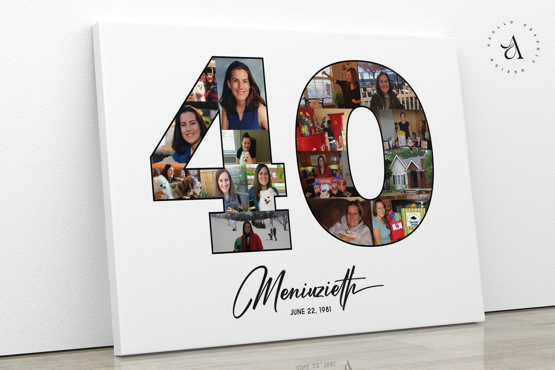40th Picture Collage Number 40 Photo Poster 40th Birthday - Etsy