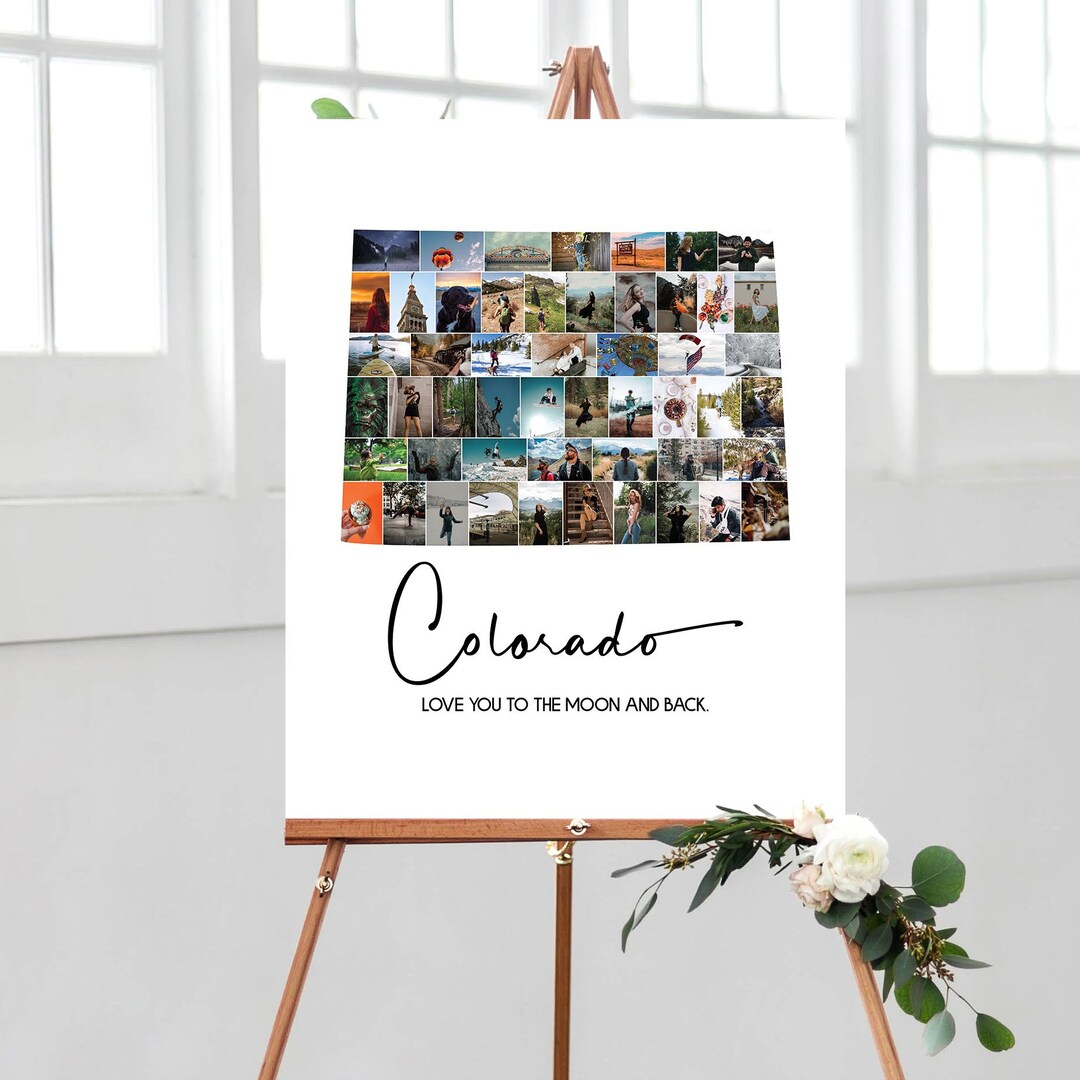 Colorado Map Photo Collage, Colorado State Wall Art Decor, Personalized ...