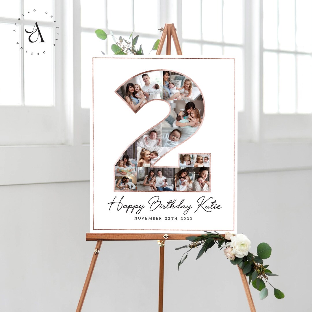 Baby 2nd Birthday Gift, Custom 2nd Birthday Photo Collage, Second ...