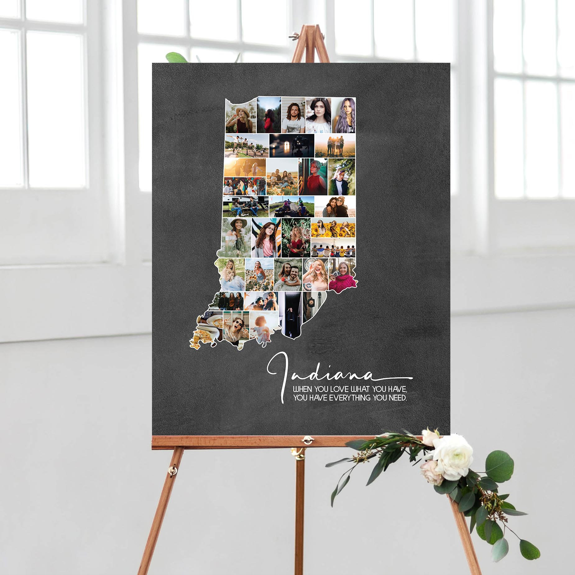 Indiana Map, Map Photo Collage Decor, Indiana State Wall Art ...