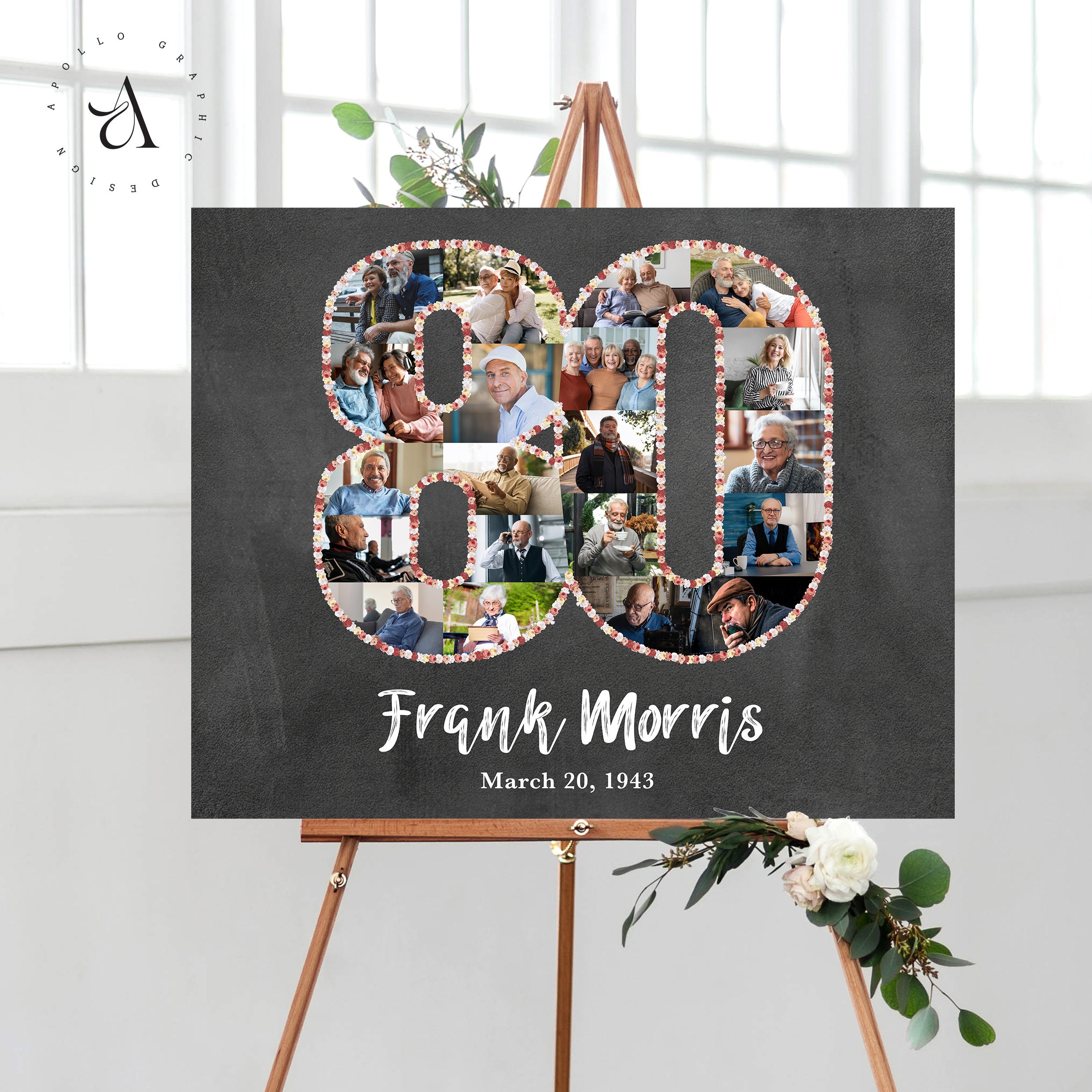 Number 80 Photo Collage, 80th Birthday Gift Collage, 80th Anniversary ...