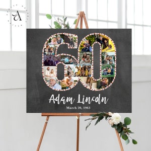 60th Anniversary Photo Collage, Custom Number 60 Collage, Birthday ...