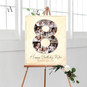 Photo Collage of Number 8, Eighth Birthday Party Decoration, Eighth ...