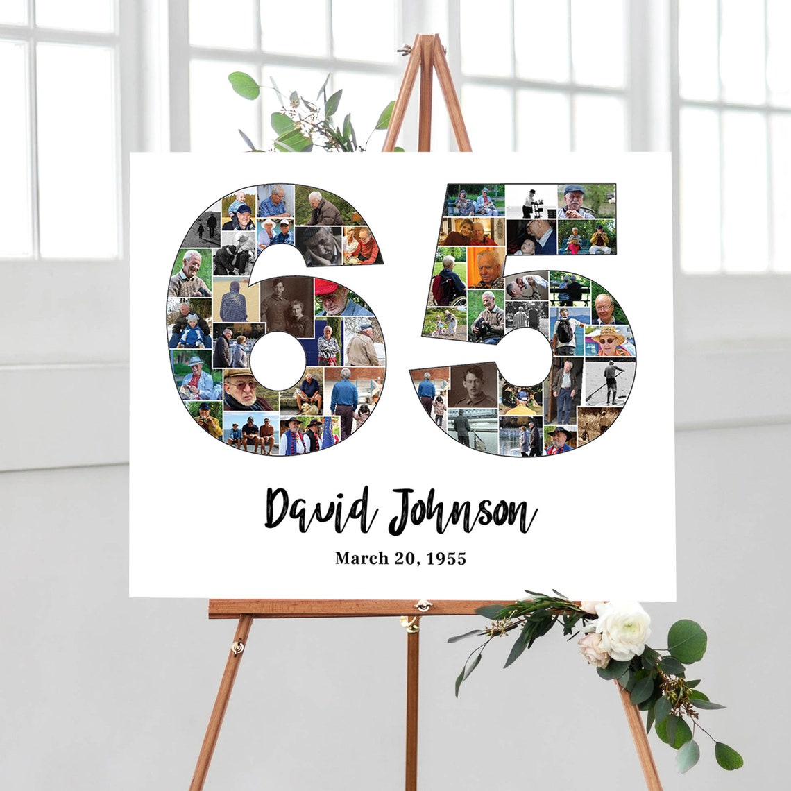 65th Birthday Photo Poster, Number 65 Pictures Collage, Father's Day ...