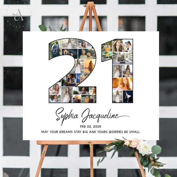 21st Birthday Photo Collage Number 21 Pictures Collage | Etsy