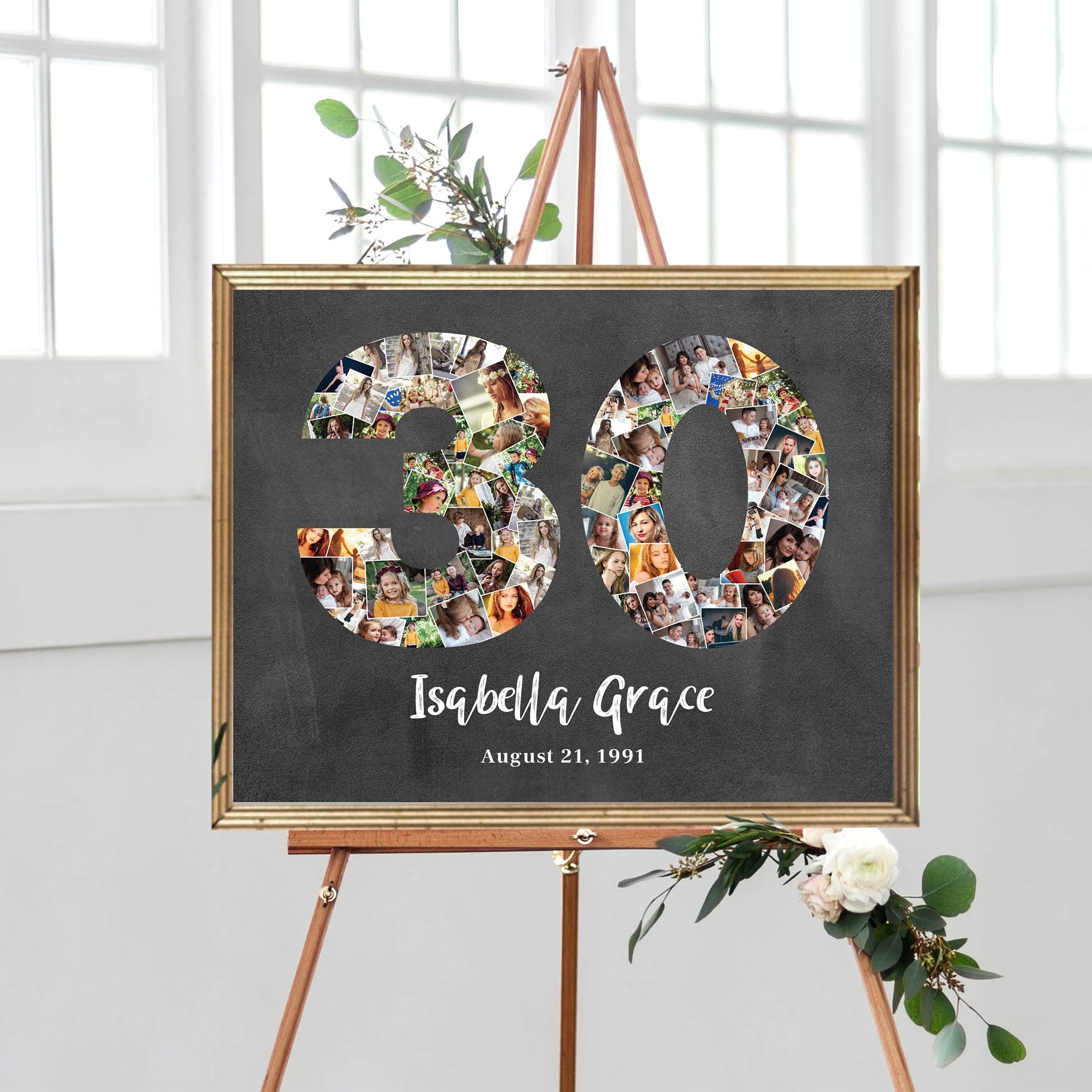 NEW! 30th Birthday Photo Collage, Number 30 Picture Collage, Birthday ...