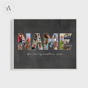Personalized Name Photo Collage, Custom Text Picture Collage, Birthday ...