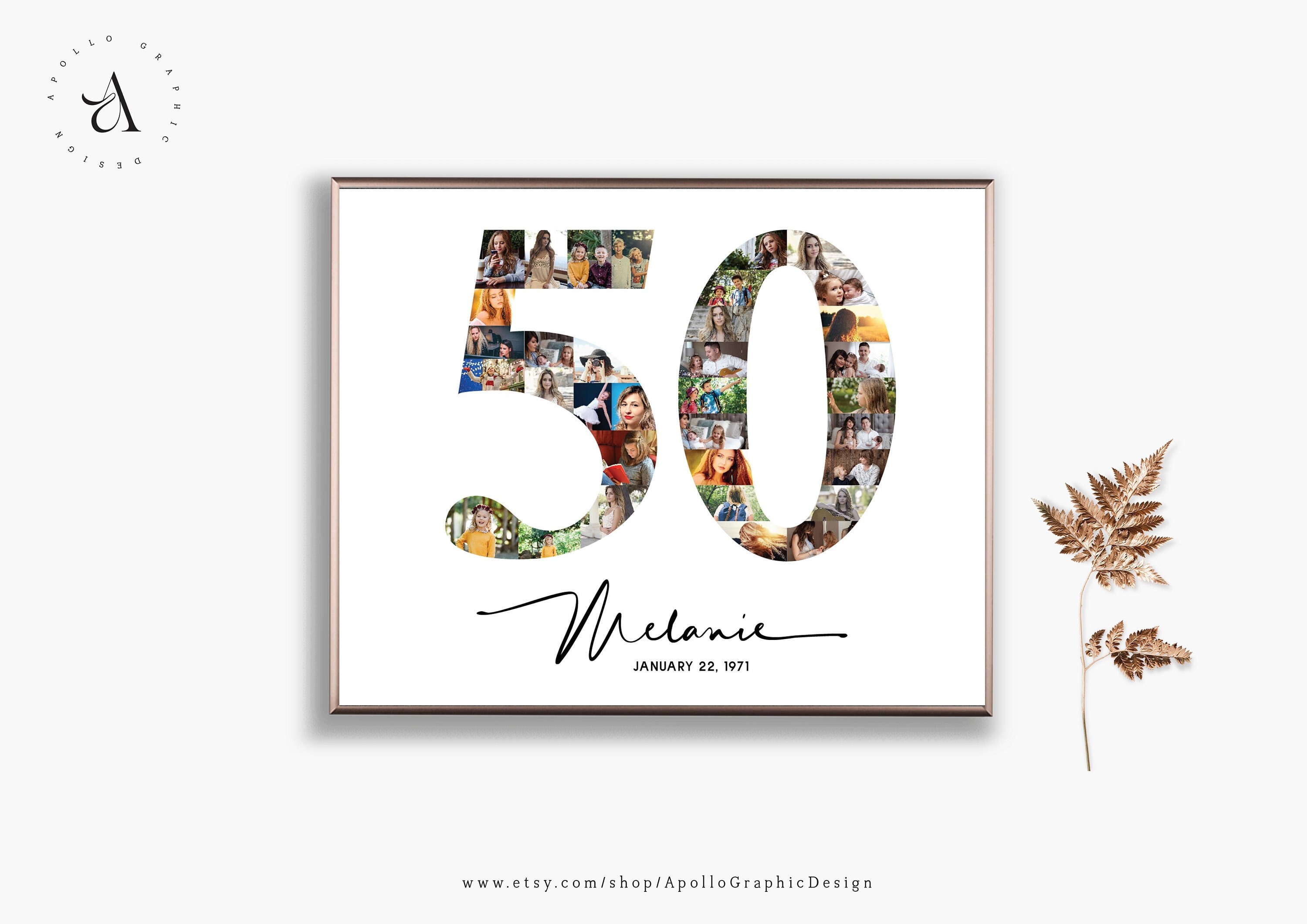 NEW! 50th Birthday Photo Collage, Number 50 Pictures Collage ...