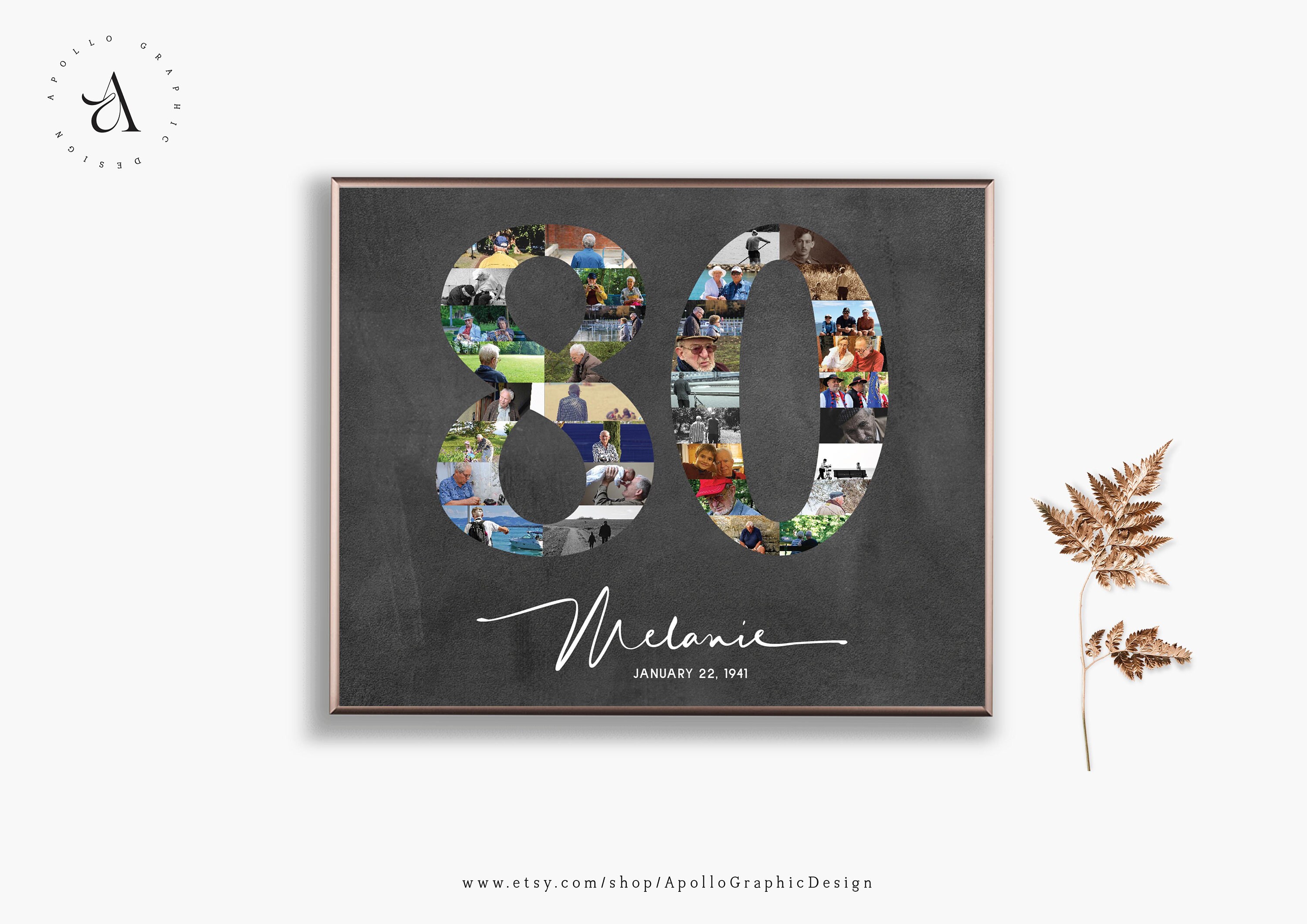NEW 80th Birthday Photo Collage Number 80 Picture Collage | Etsy