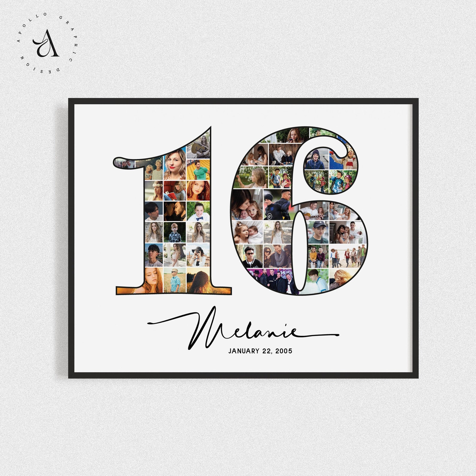 16th Birthday Photo Collage Number 16 Poster With Photos - Etsy