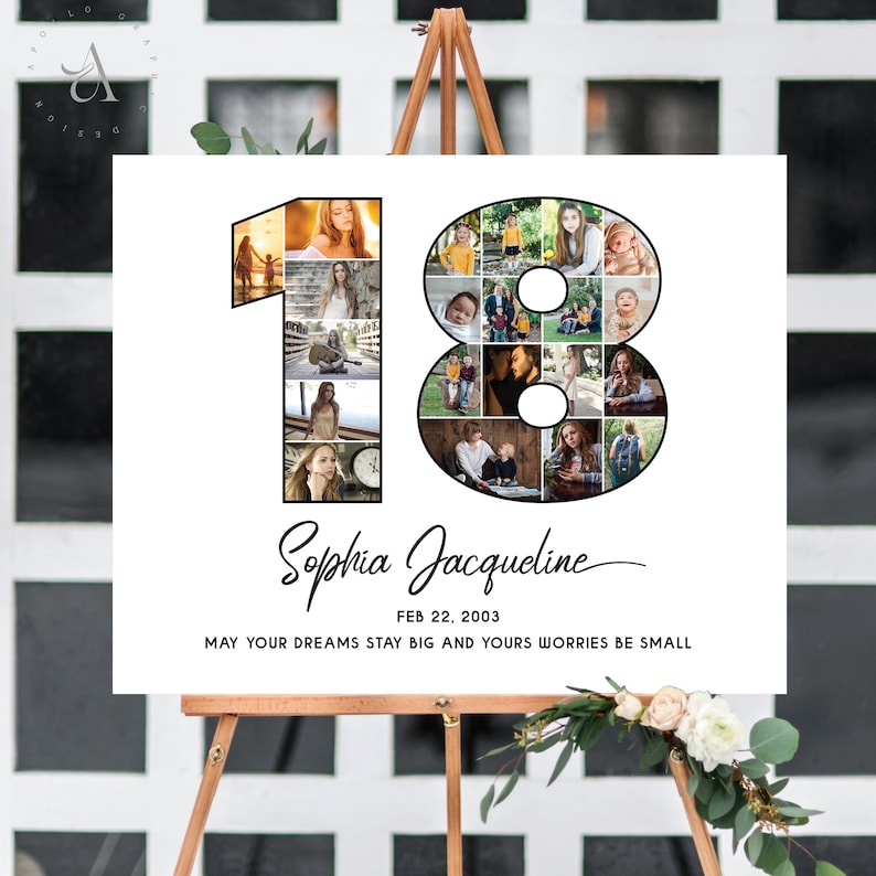 18th Birthday Photo Collage Number 18 Anniversary Gift - Etsy