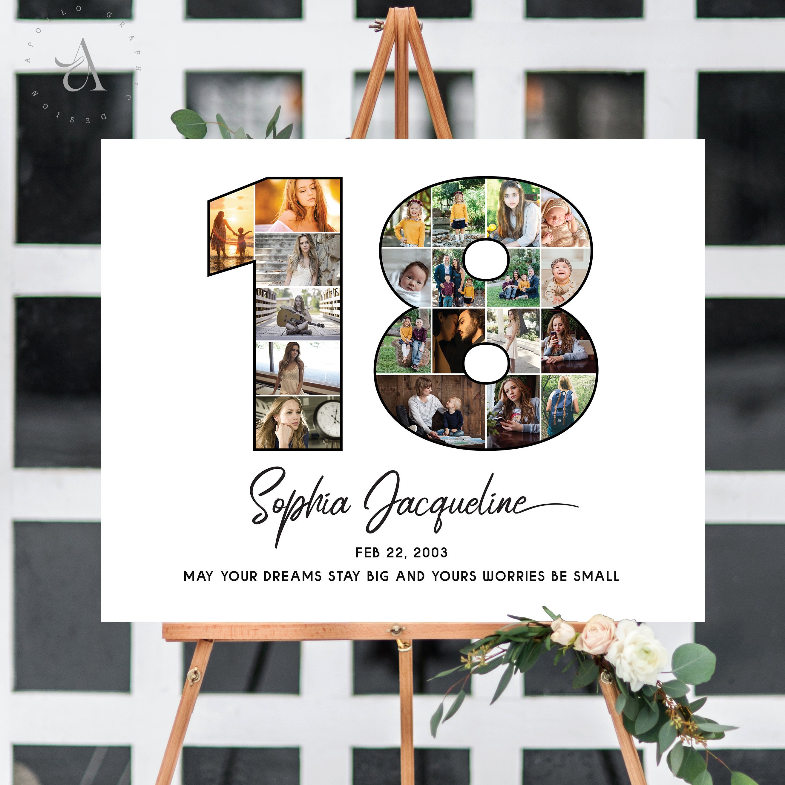 18th Birthday Photo Collage Number 18 Anniversary Gift - Etsy