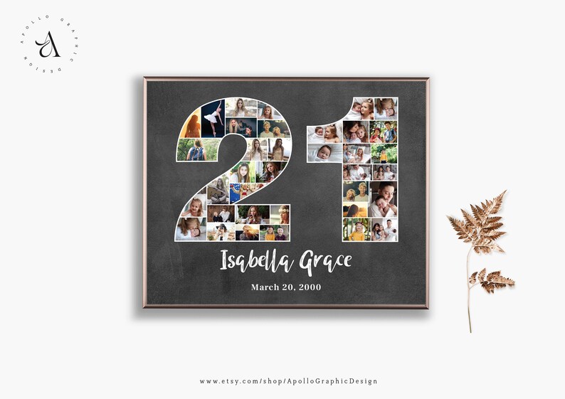 21st Birthday Photo Collage Number 21 Anniversary Gift - Etsy