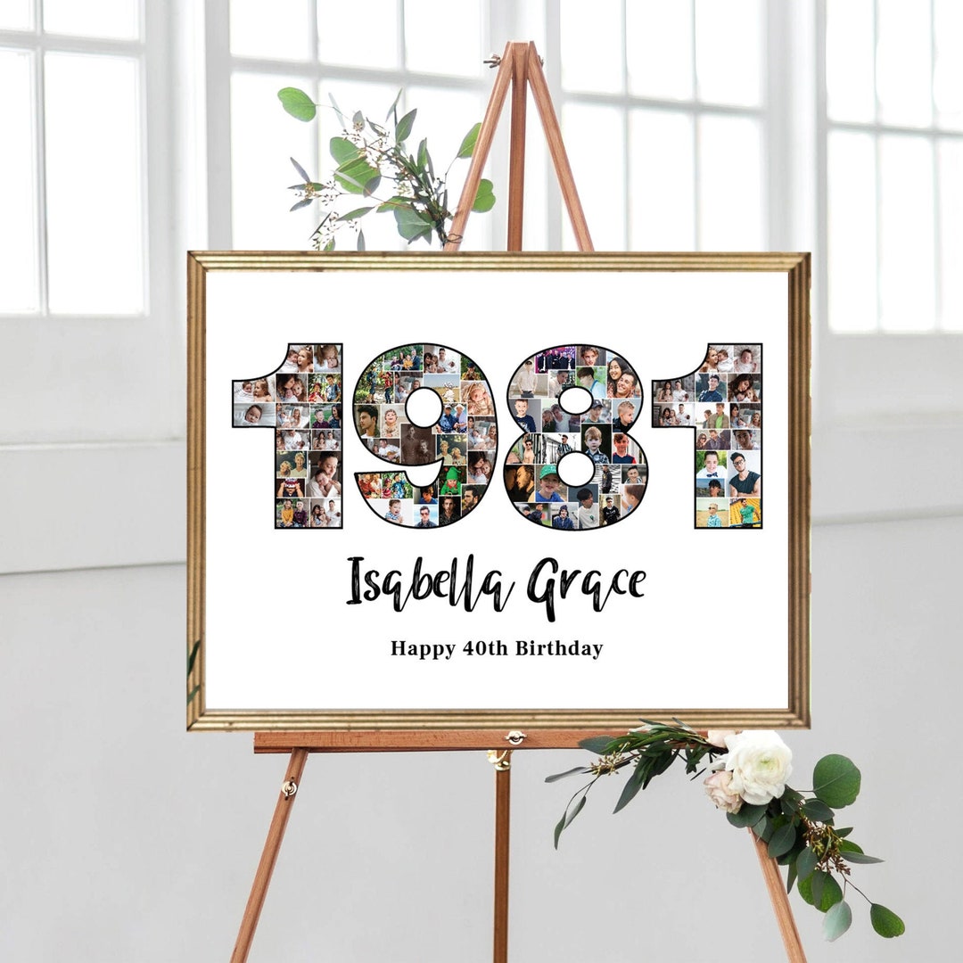 1981 Number Photo Collage, Custom Photo Collage Gift Idea, 40th ...