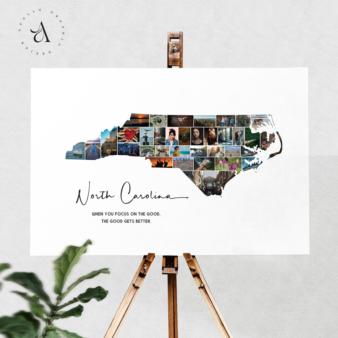 North Carolina Map Photo Collage, North Carolina State Map Wall Art ...