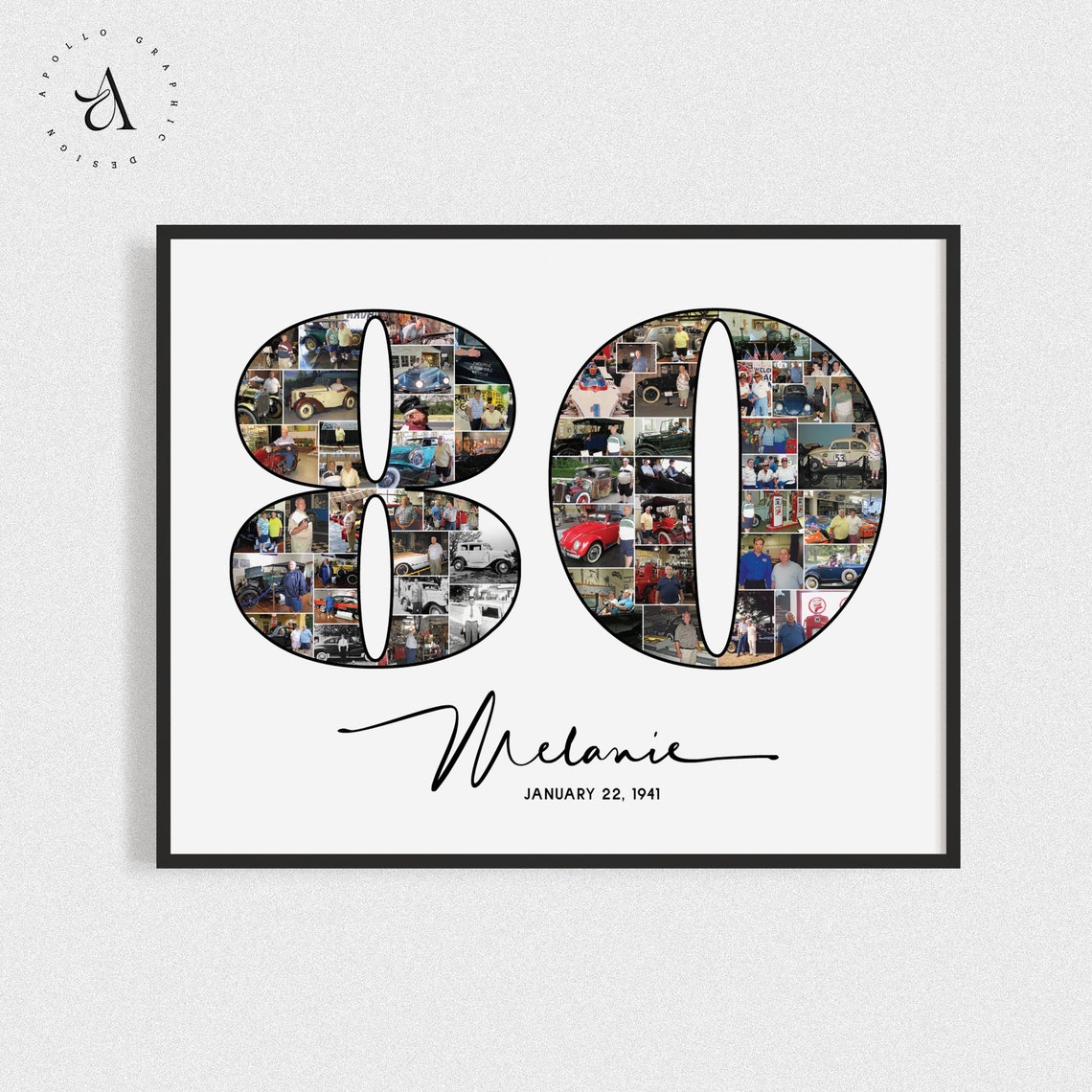 80th Birthday Photo Collage, Number 80 Picture Collage, Anniversary ...