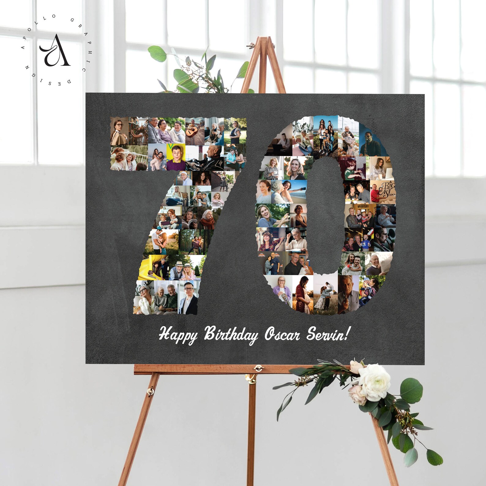 Number 70 Picture Collage, 70th Birthday Photo Collage, Custom Gift for ...